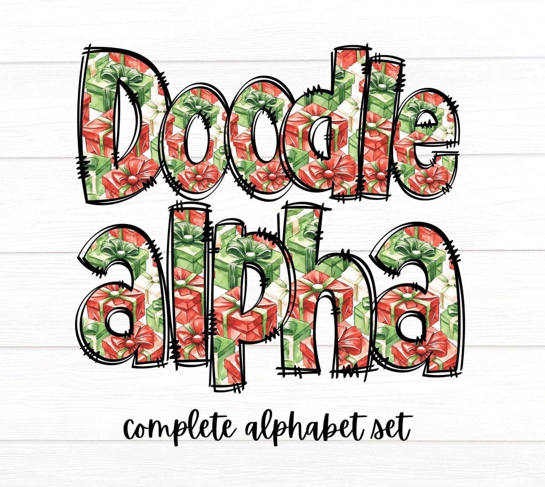 Christmas Doodle Letters, Alphabet PNG Set, Sublimation Design, Alpha ...