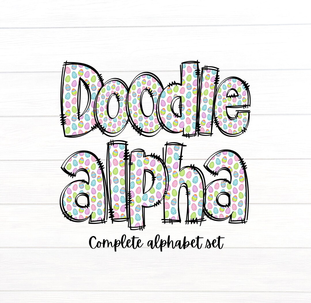 Easter Doodle Letters, Easter Alphabet Set, Alphabet PNG Set ...