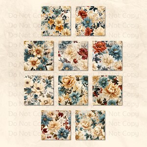 Fall Floral Digital Paper Bundle, 10 Seamless Patterns, Autumn Flowers ...
