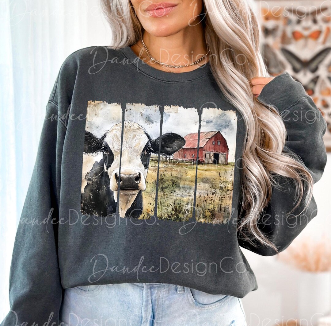Black and White Cow Brush Stroke PNG, Farm Life Sublimation Design, Cow ...