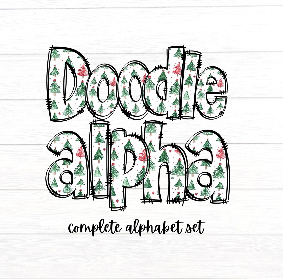 Christmas Doodle Letters, Alphabet PNG Set, Sublimation Design, Alpha ...