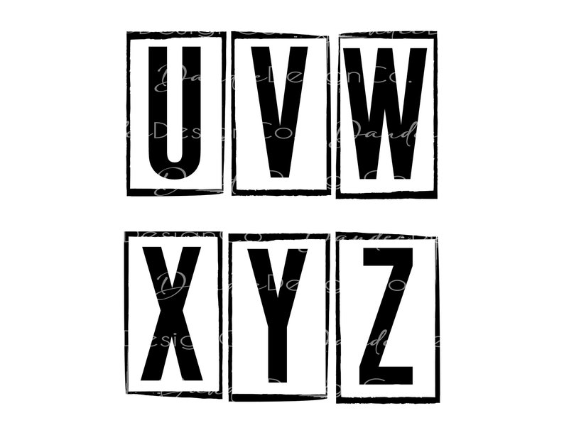 Boxed Alphabet Letters, Boxed Alpha Set, Grunge Box Alphabet, Alpha Set ...