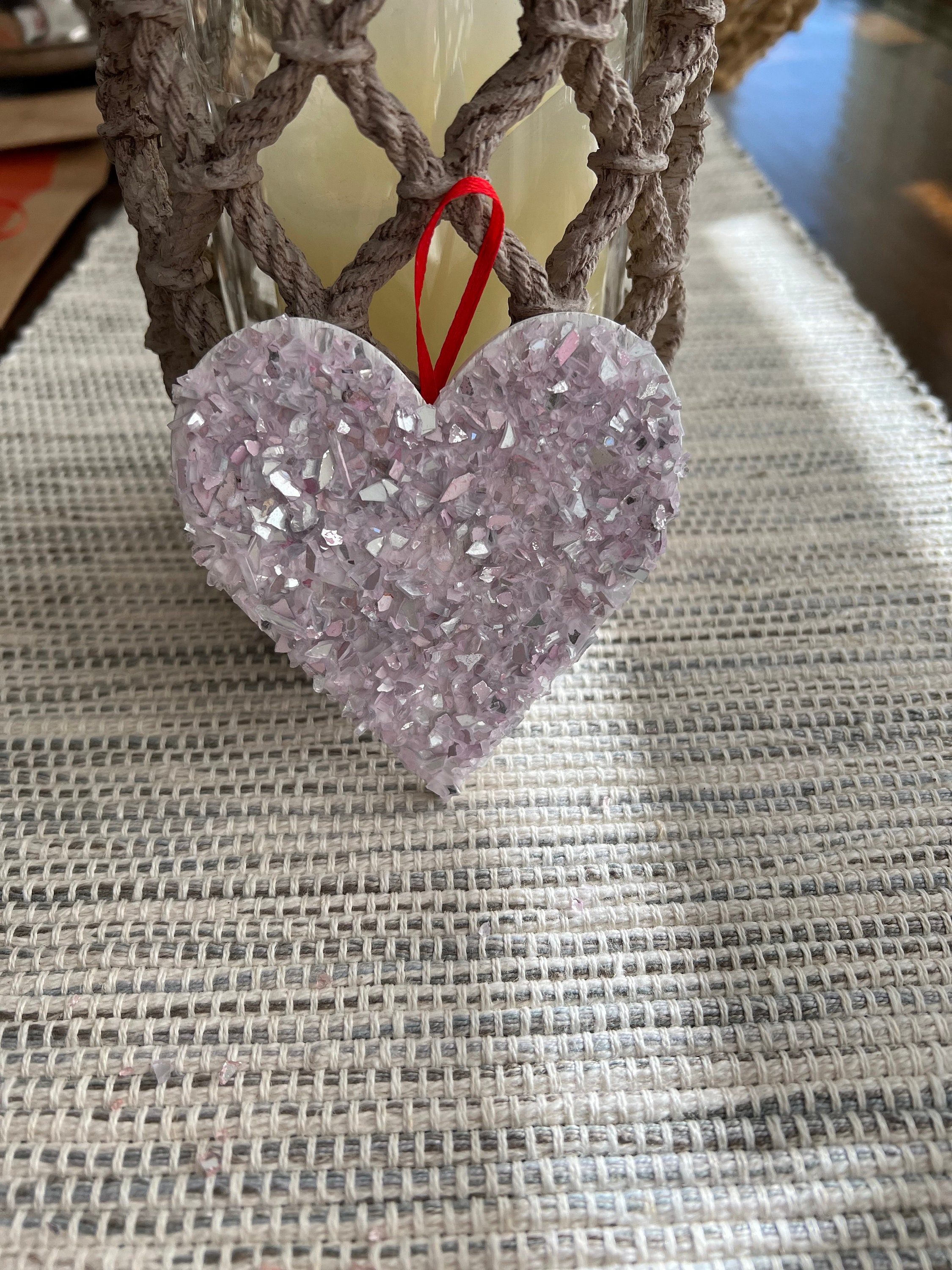 Purple Crushed Glass / Crushed Glass Heart - Etsy