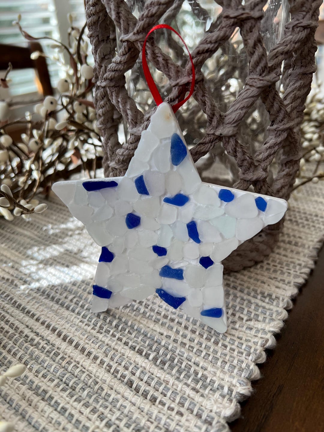 Sea Glass Star/handmade Sea Glass Star Ornament/ Glass Ornament/ Tree ...