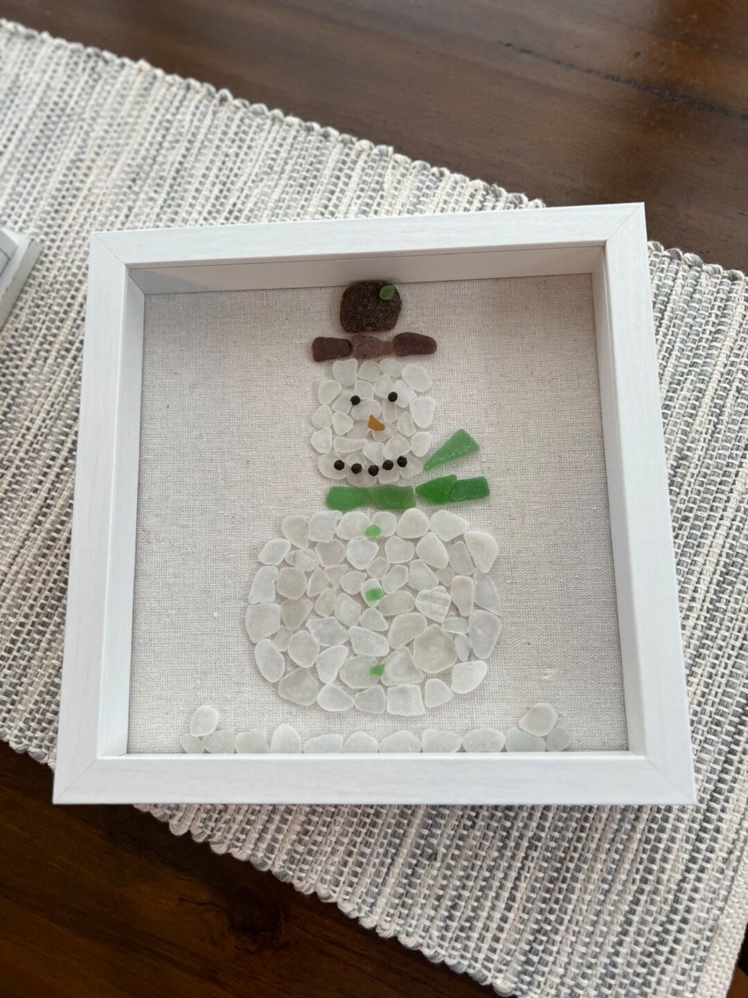 Handmade Sea Glass Snowman Wall Art: Coastal Cottage Decor - Etsy