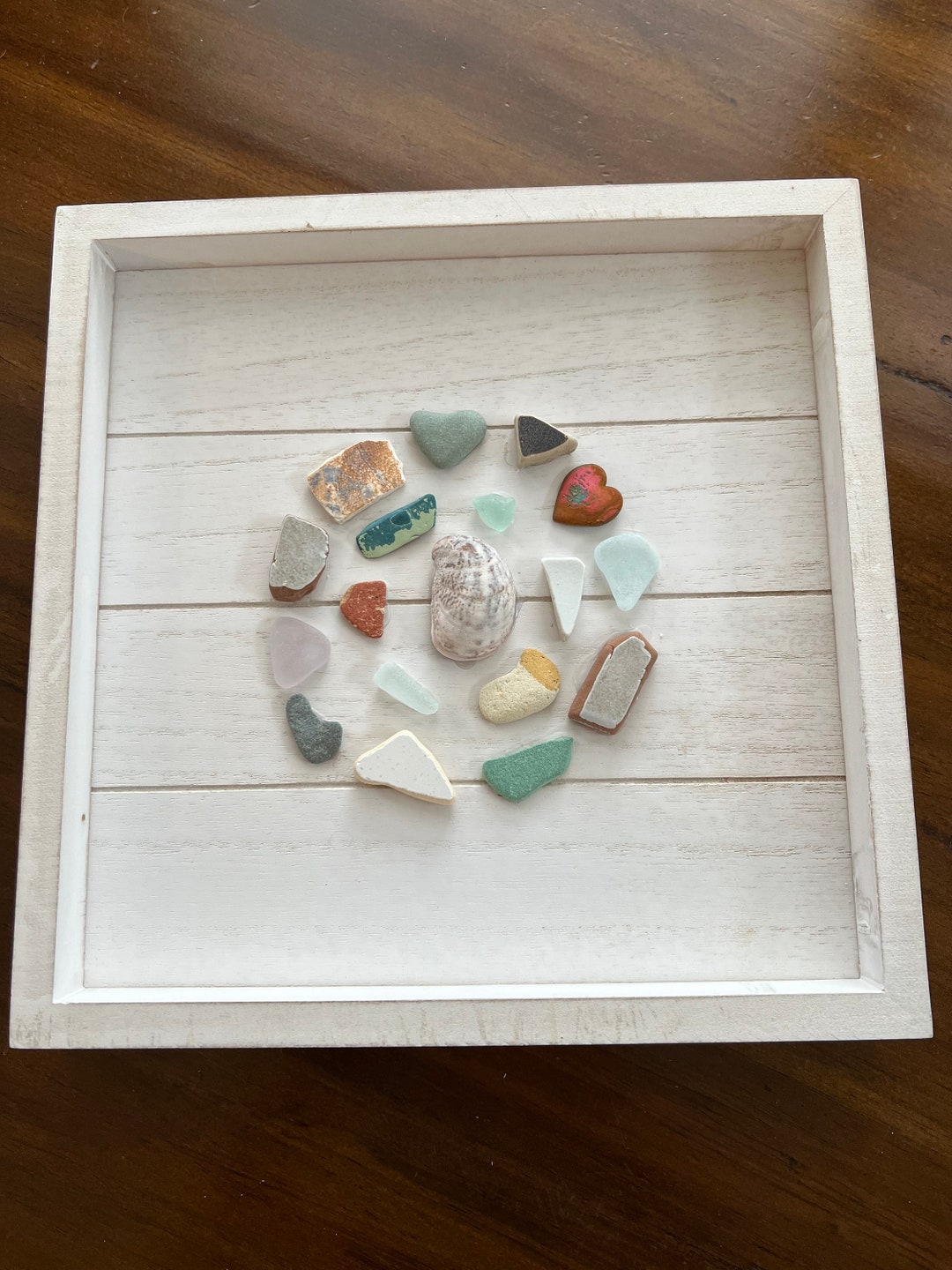 Framed Beach Pottery & Sea Glass Mosaic Art: Coastal Cottage Decor - Etsy