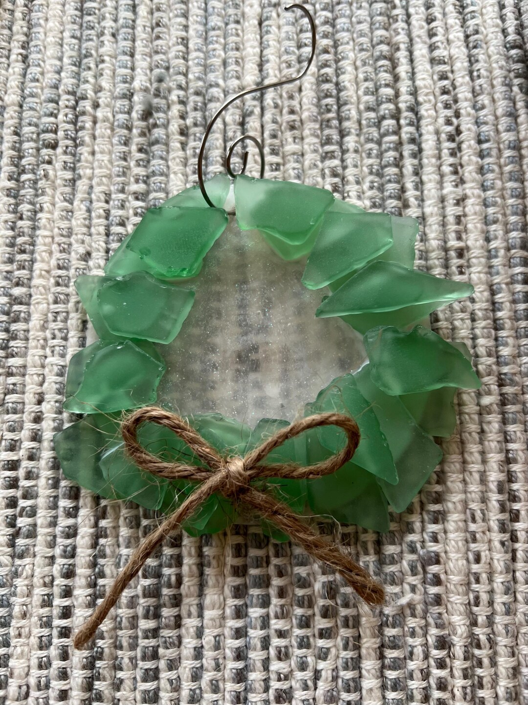 Sea Glass Christmas Wreath Ornament: Hand-painted Capiz Shell - Etsy