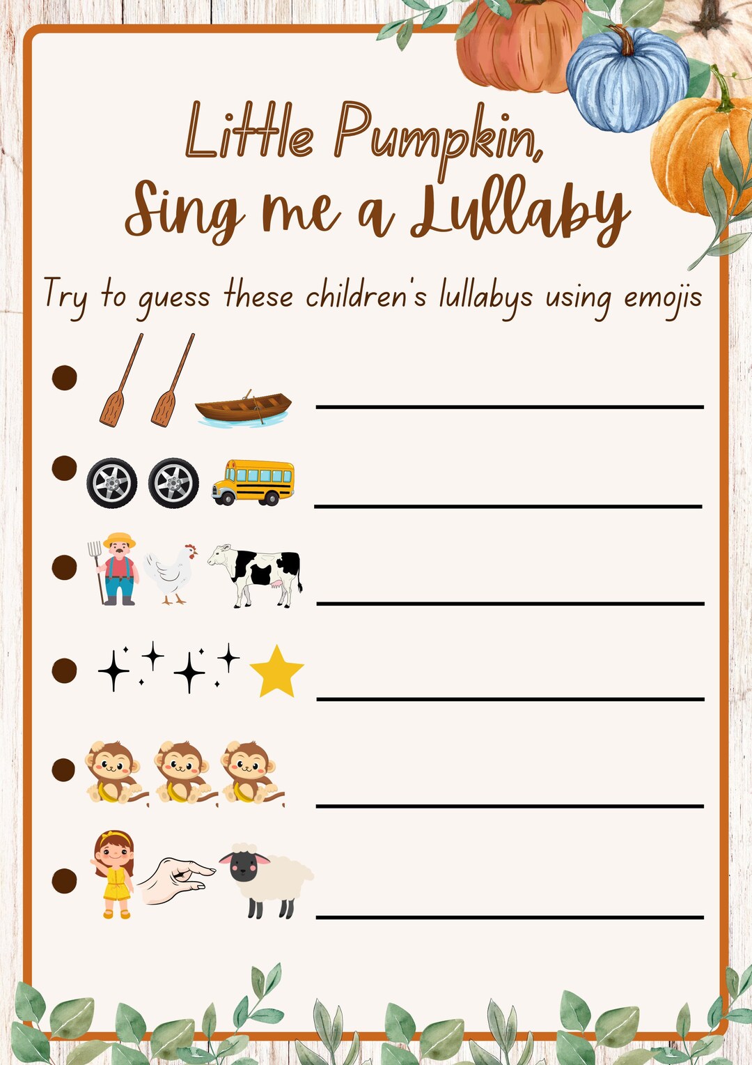 Little Pumpkin Lullaby Baby Shower Game - Etsy