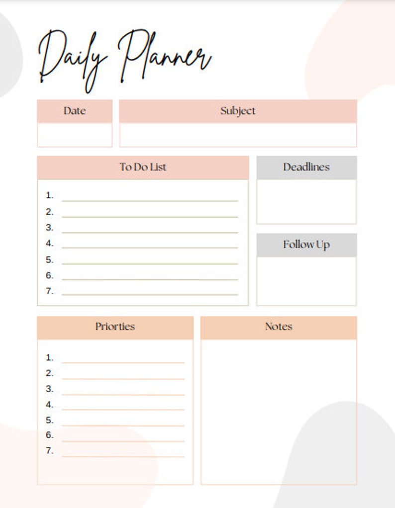 Printable Daily Planner PDF Printable Planner A4A5USLETTER Daily ...