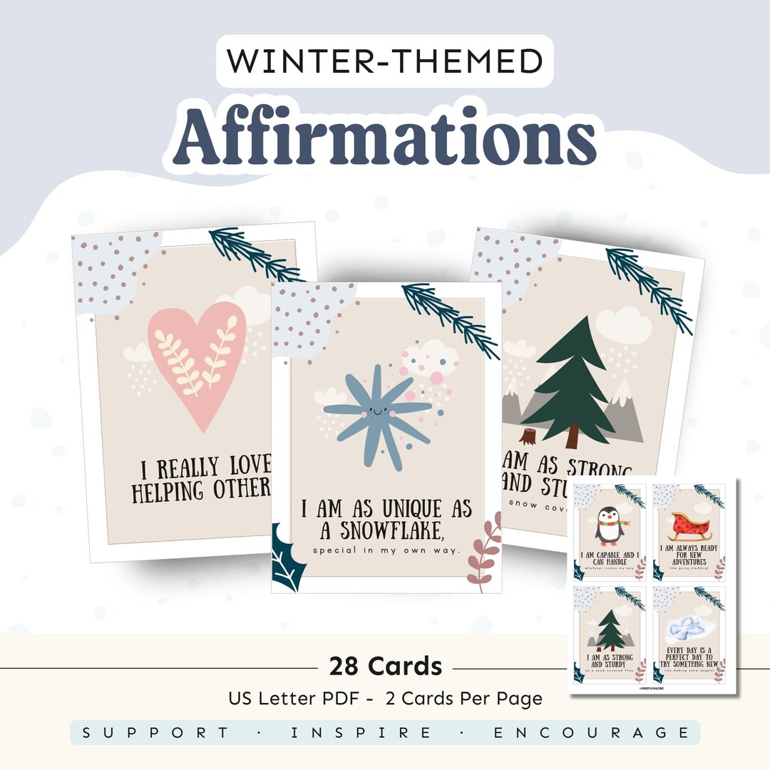 Winter-themed Positive Affirmation Cards for Kids | Affirmation Cards ...