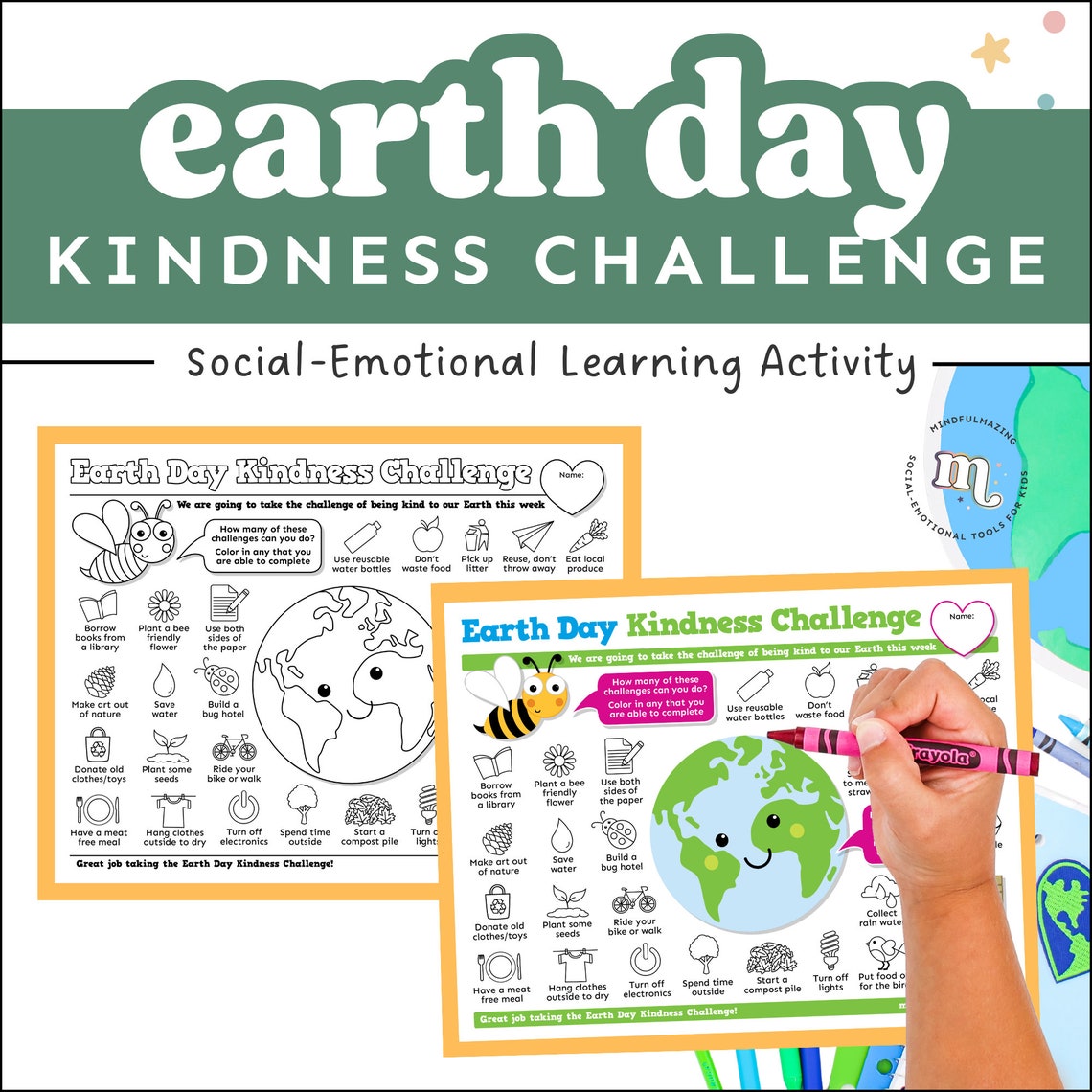 Kindness Activity Printable for Kids Earth Day Challenge Earth Day ...