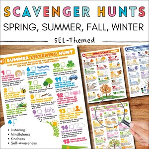 Seasonal SEL Scavenger Hunt for Kids Bundle, Mindfulness Activities for ...