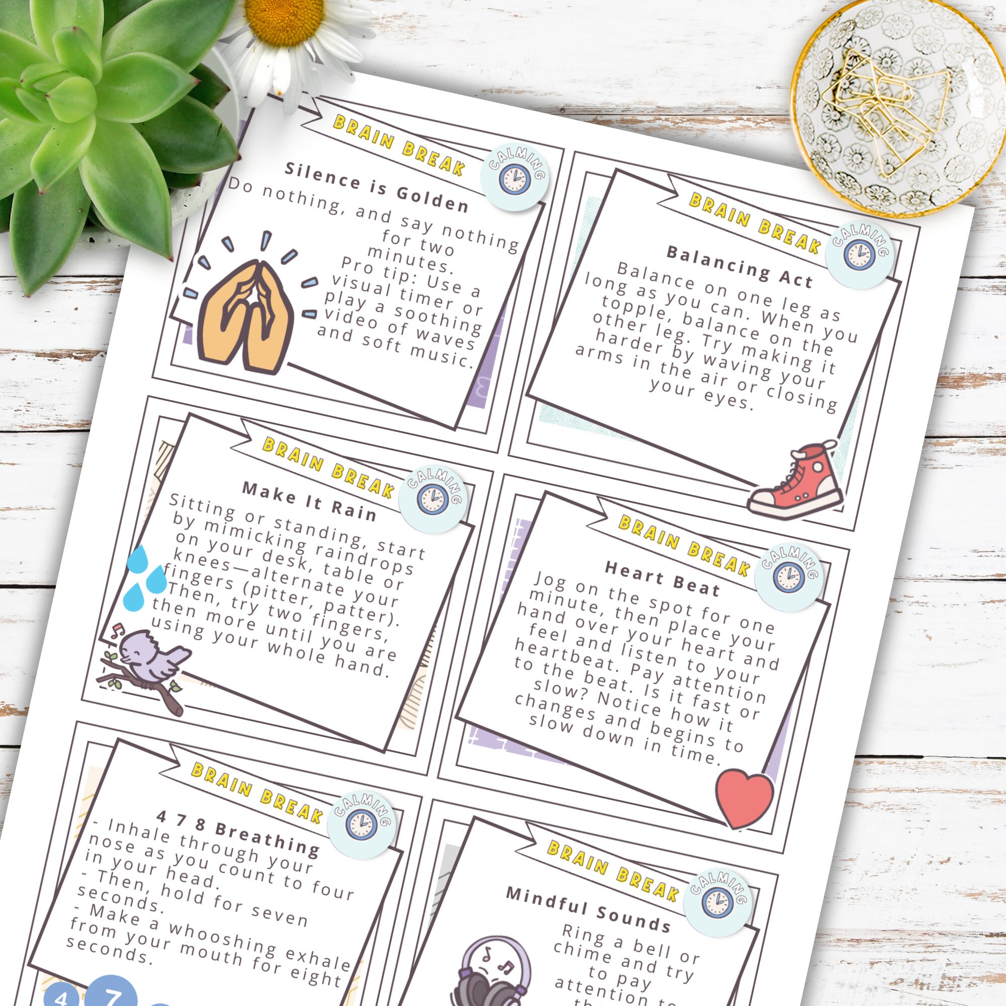 Brain Breaks Cards for Kids | Classroom Management | Movement Breaks ...