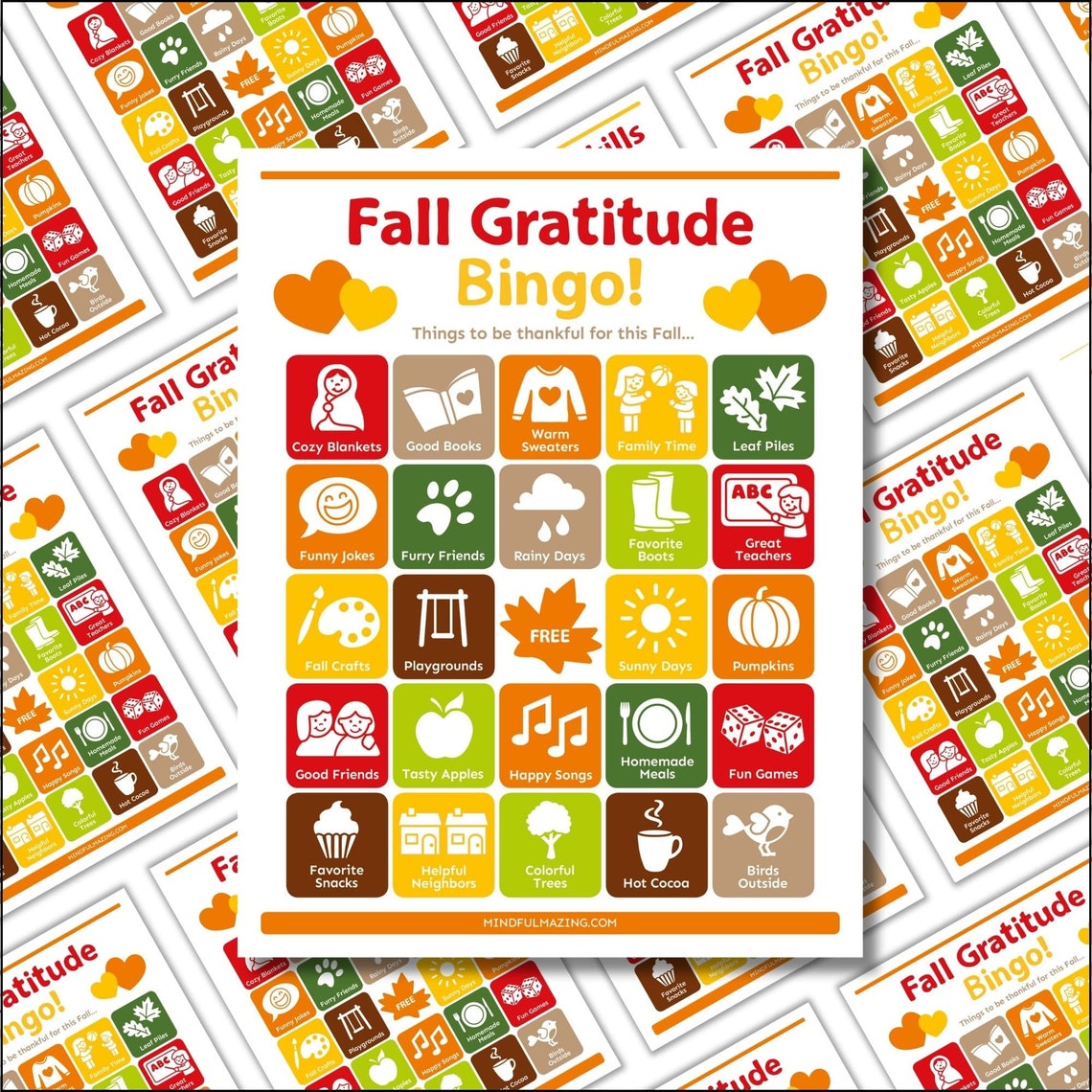 Gratitude Bingo Game for Kids, Fall Bingo, Gratitude Games, Printable ...