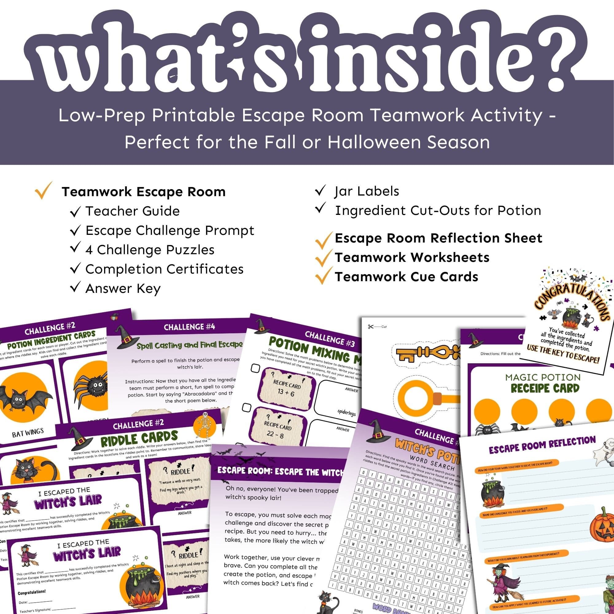 Halloween Escape Room Kit: Witches Potion Team Building Activity ...