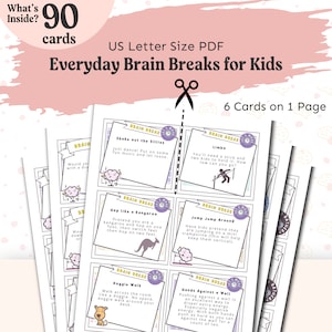 Brain Breaks Cards for Kids | Classroom Management | Movement Breaks ...