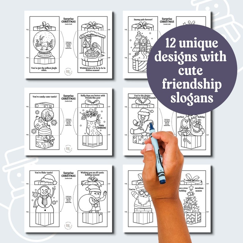Christmas Friendship Cards, Surprise Friends Craft Printable Set ...
