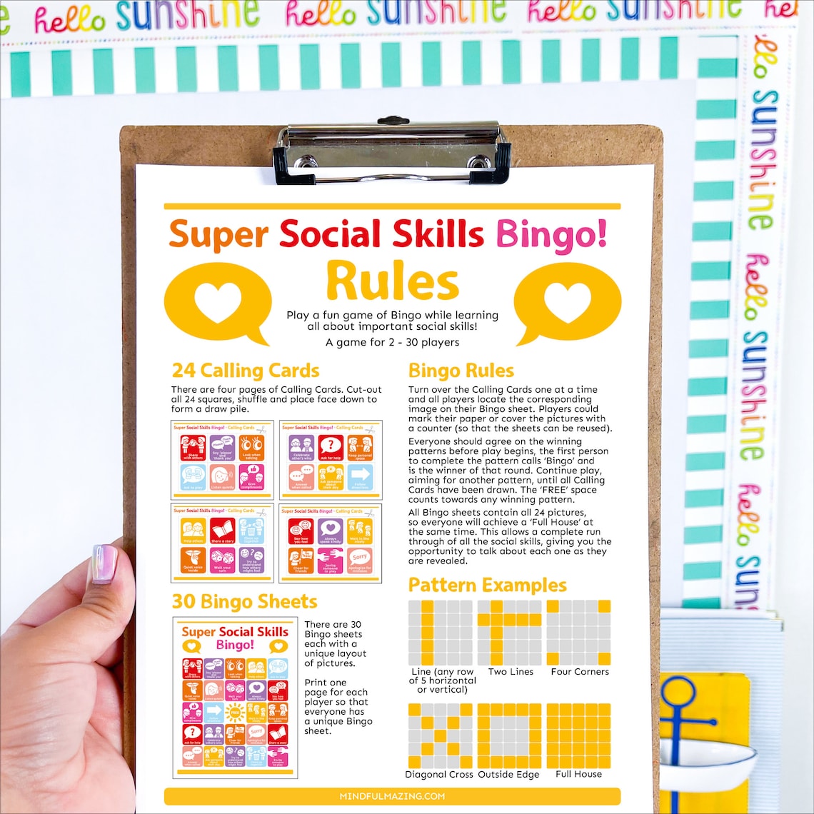 Social Skills BINGO Game | Printable BINGO Game | 30 Players | Social ...