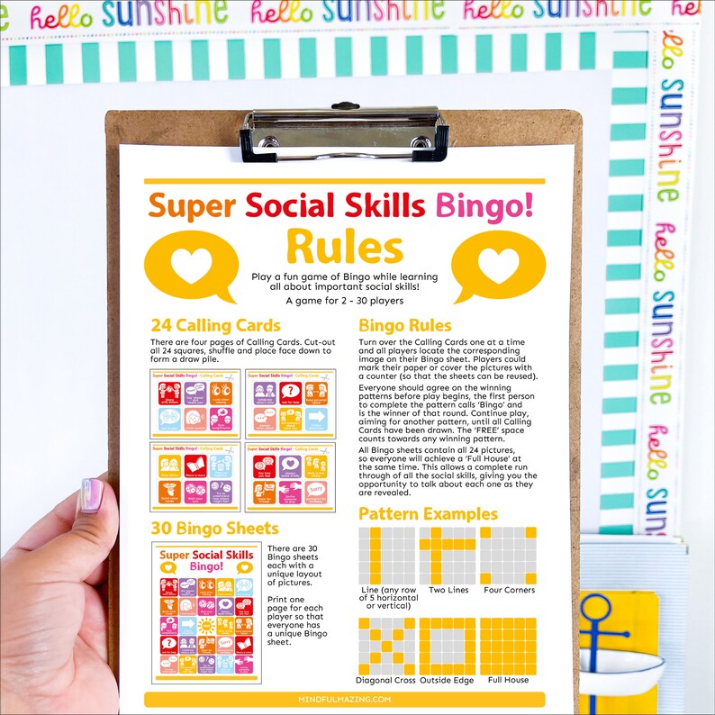 Social Skills BINGO Game | Printable BINGO Game | 30 Players | Social ...