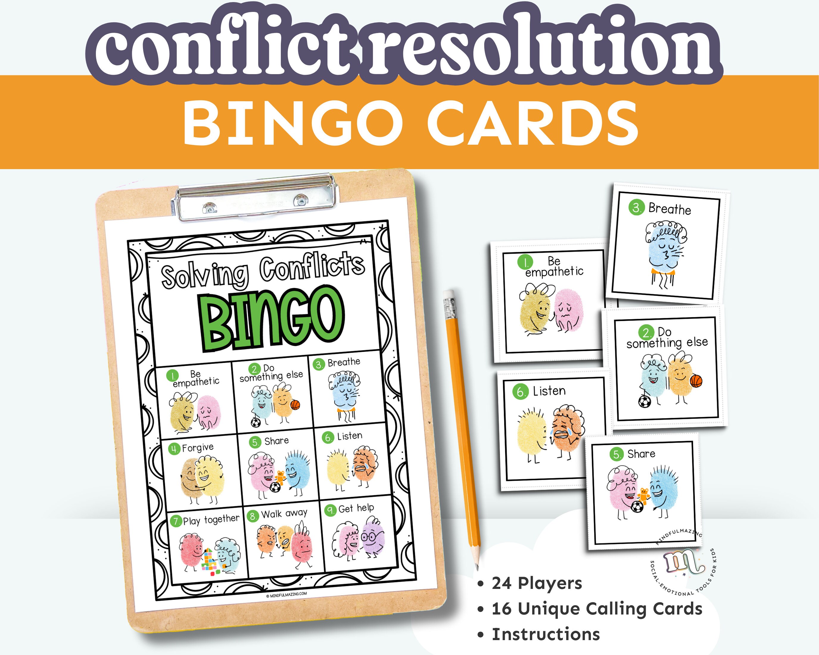 Conflict Resolution BINGO Game Printable BINGO Game 24 Players Social ...
