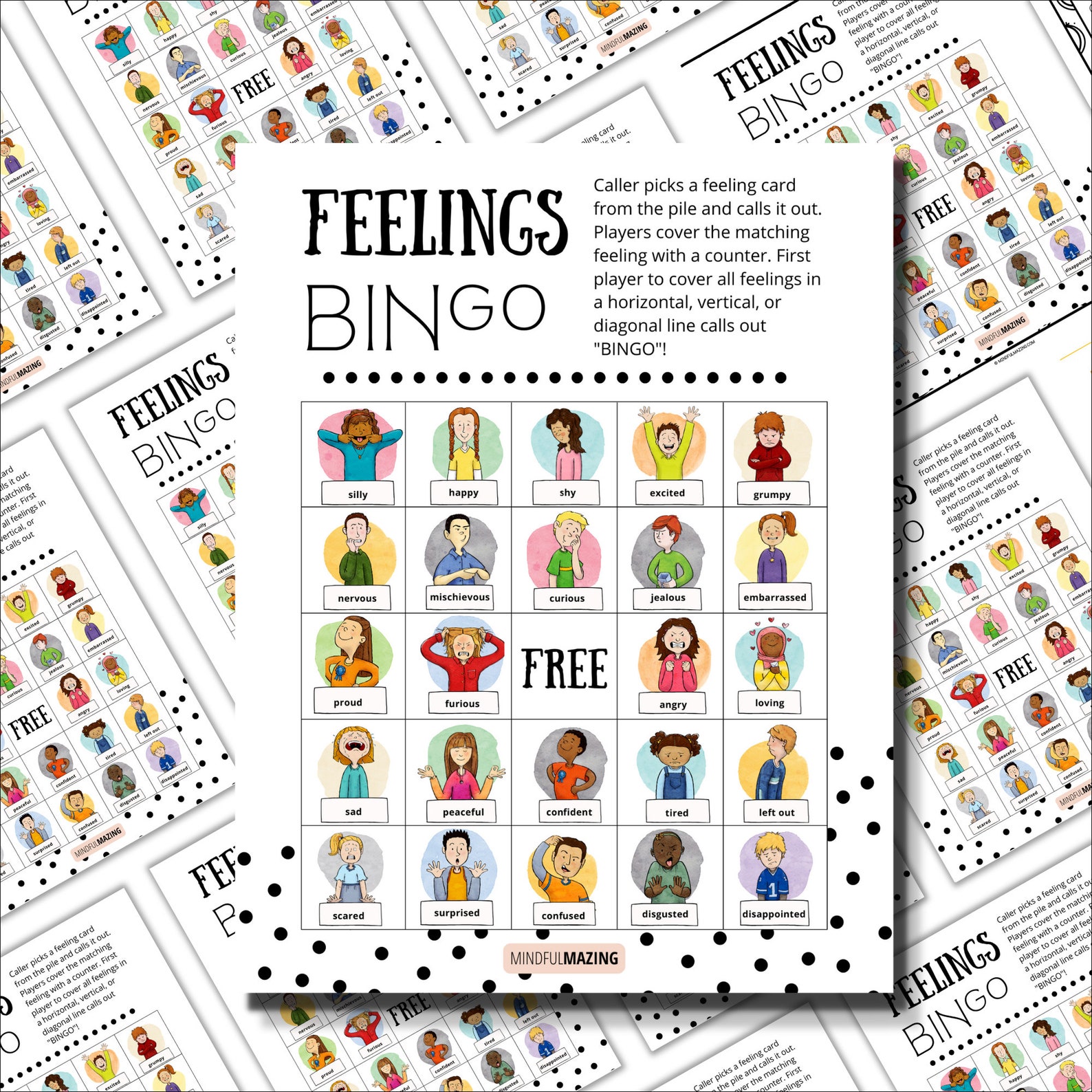 Feelings BINGO Game | Printable BINGO Game | Social Emotional Learning ...