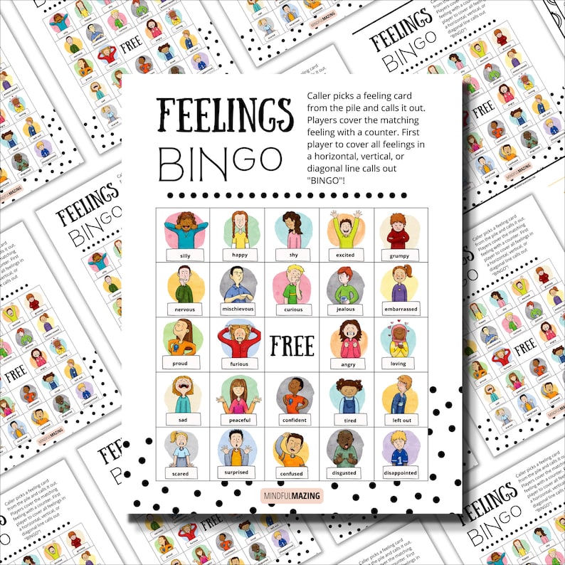 Feelings BINGO Game | Printable BINGO Game | Social Emotional Learning ...