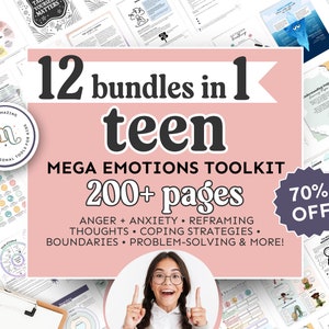 Teen Therapy Worksheets Bundle, Therapist Journal Anxiety, Teenagers ...