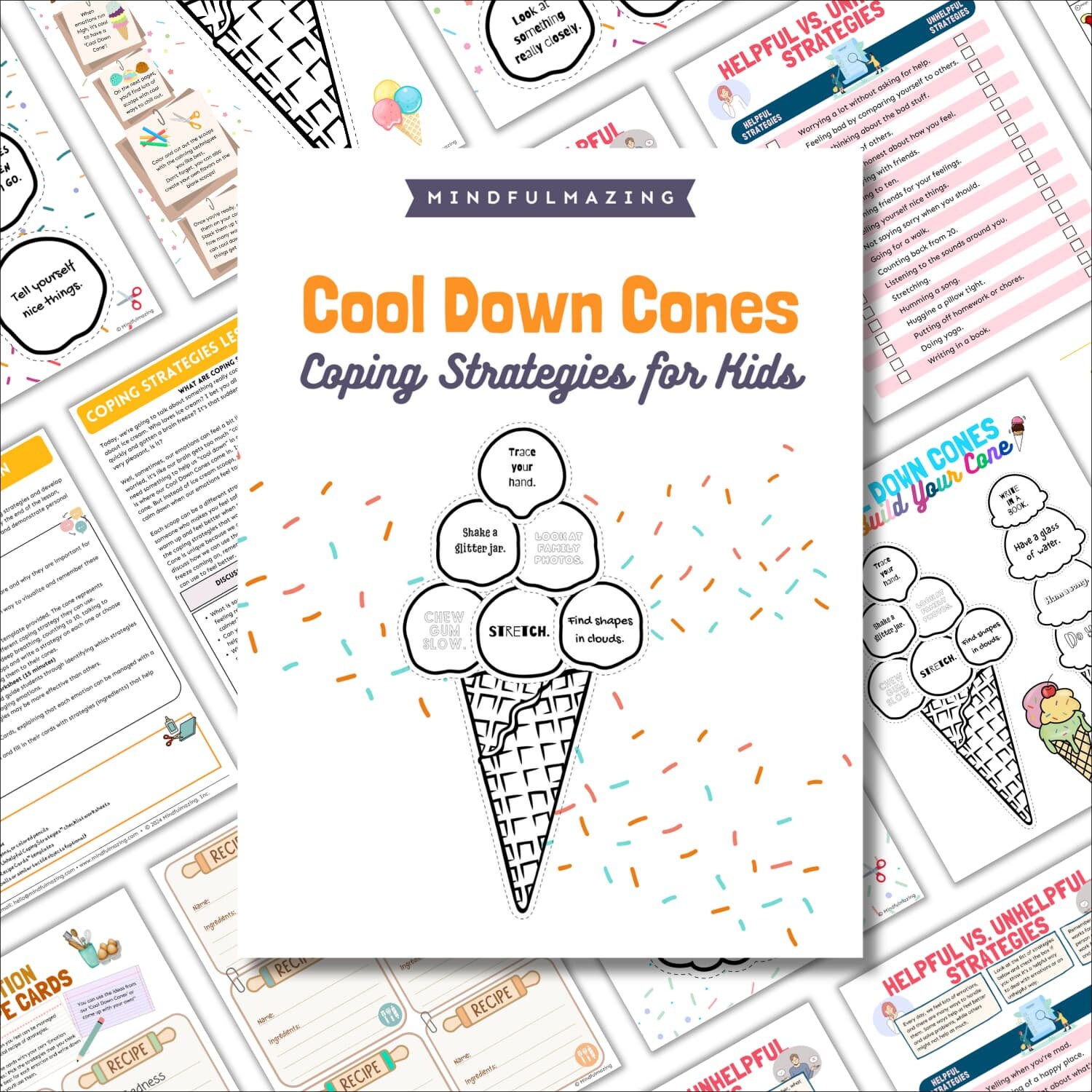 Cool Down Cones Coping Strategies, Coping Skills List, Emotional ...