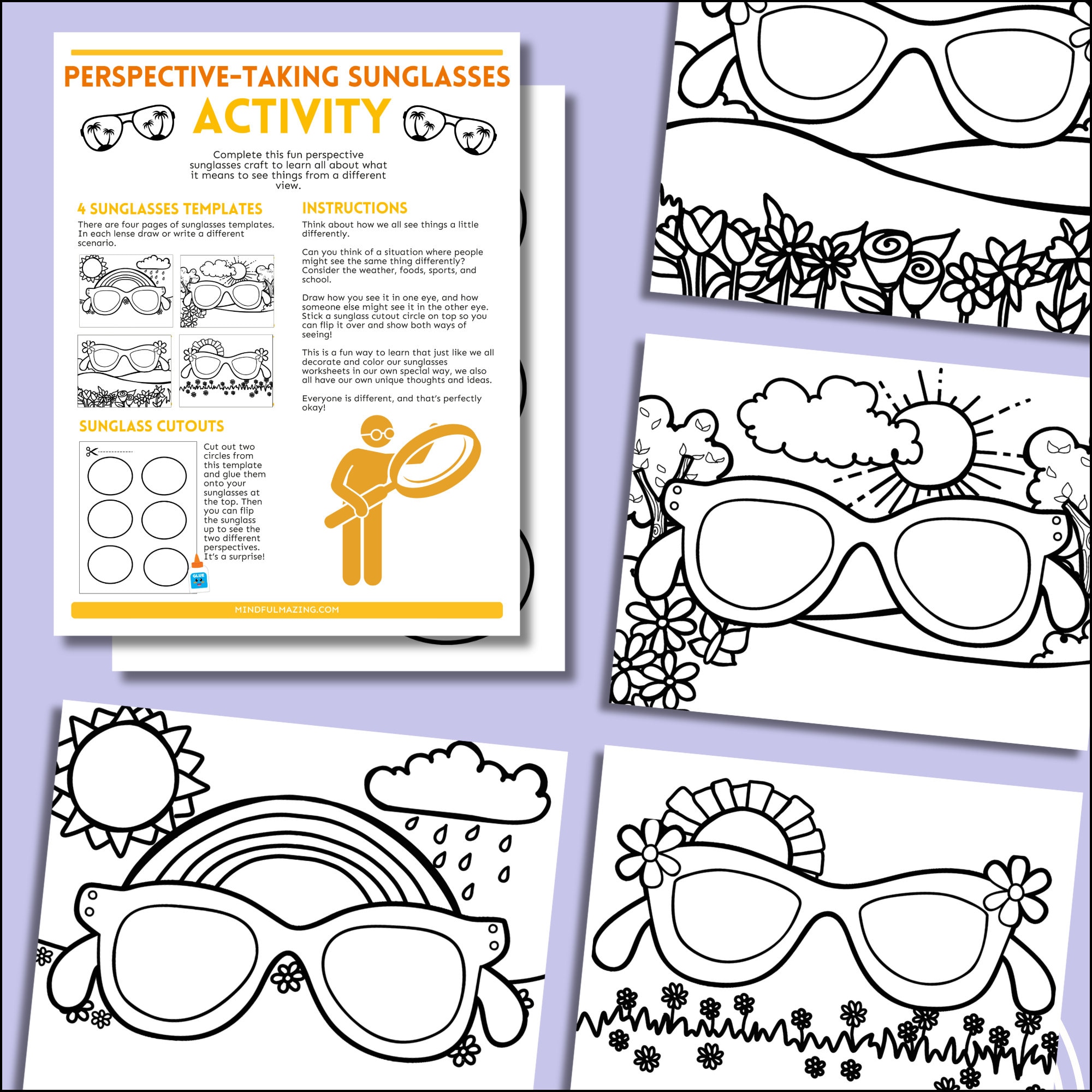 Perspective Taking Worksheets | Sunglasses Activities | Empathy ...