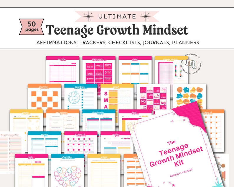 Teenage Growth Mindset Workbook Worksheets, Therapist Resources ...