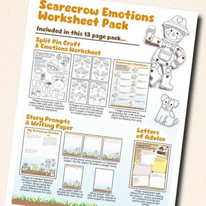 Emotions Activities Scarecrow Craft and Writing SEL Kit, Fall Social ...