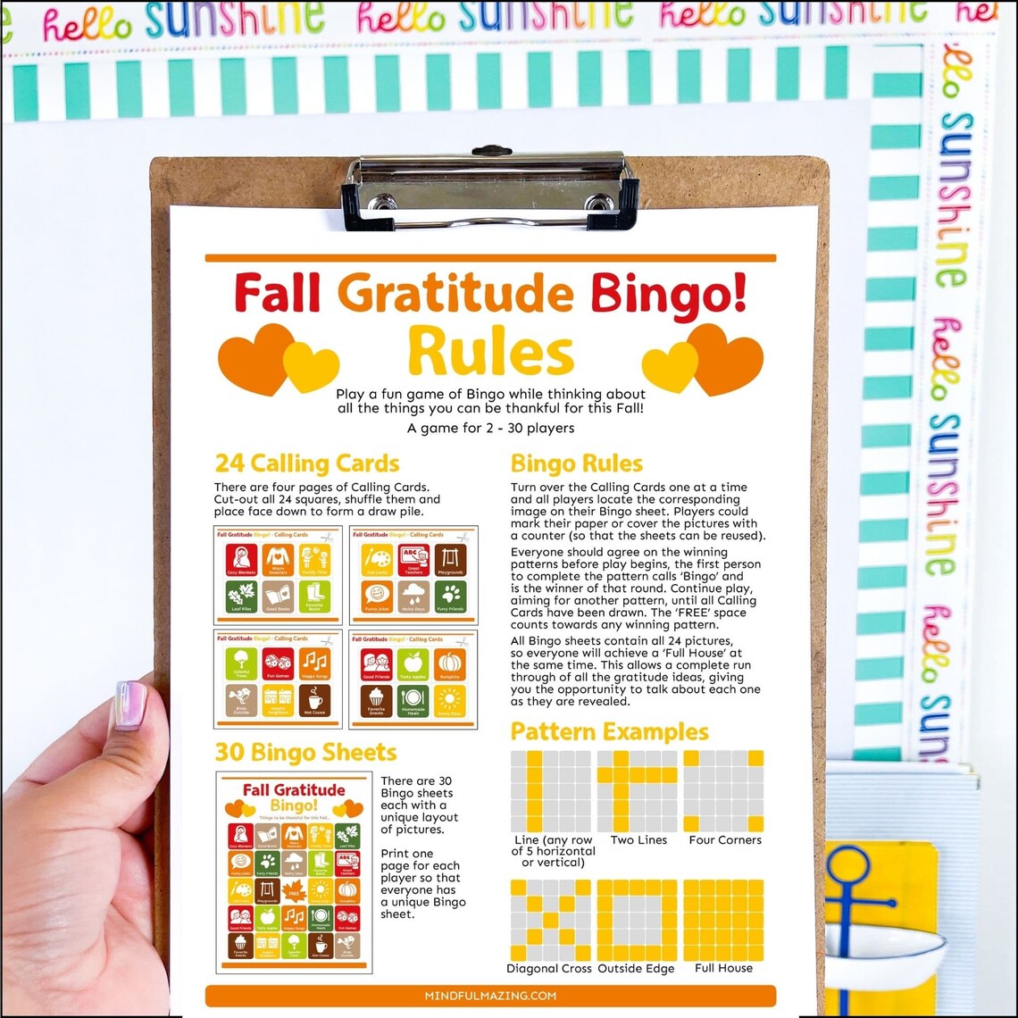 Gratitude Bingo Game for Kids, Fall Bingo, Gratitude Games, Printable ...