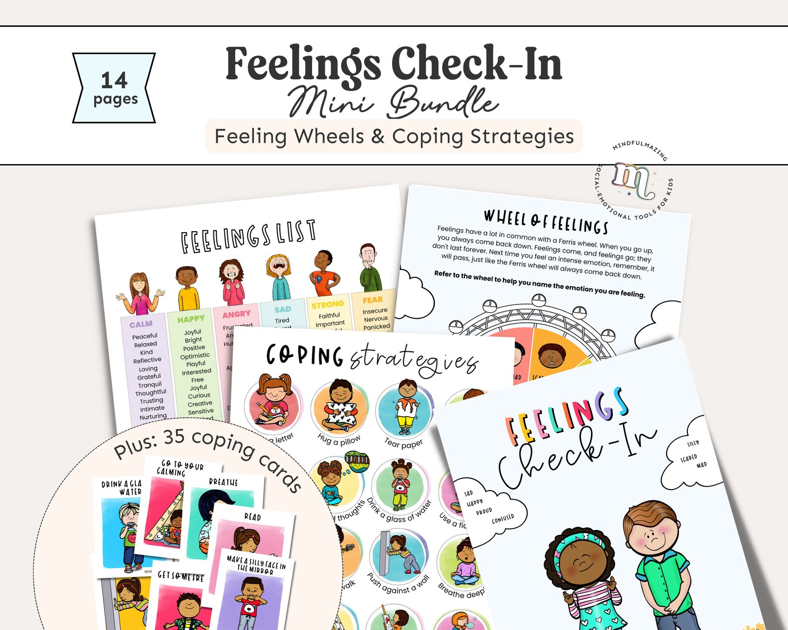 Feelings Wheels Coping Strategies Poster Coping Skills Cards Feelings ...