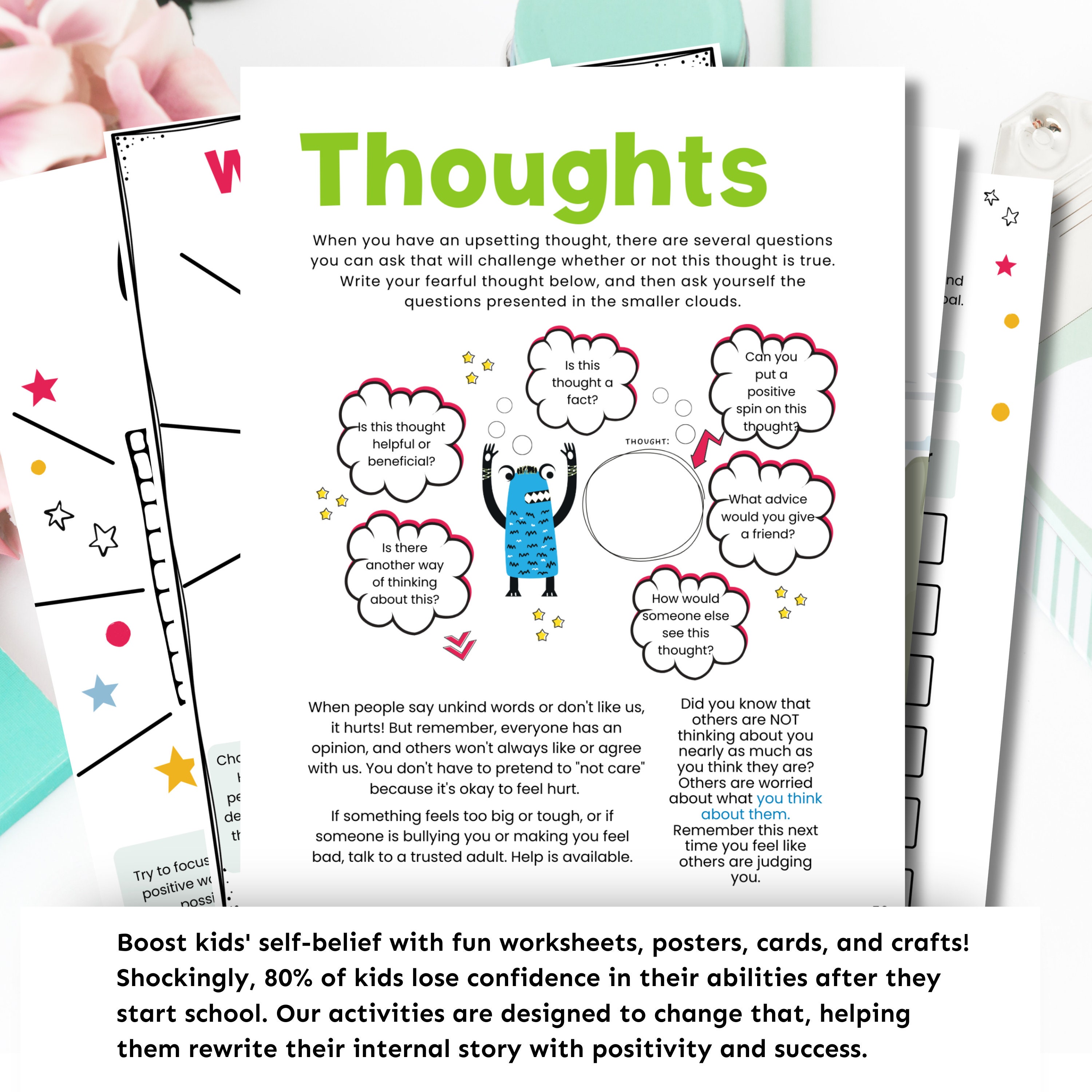 Confidence Self Esteem Printables for Kids Growth Mindset Downloadable ...