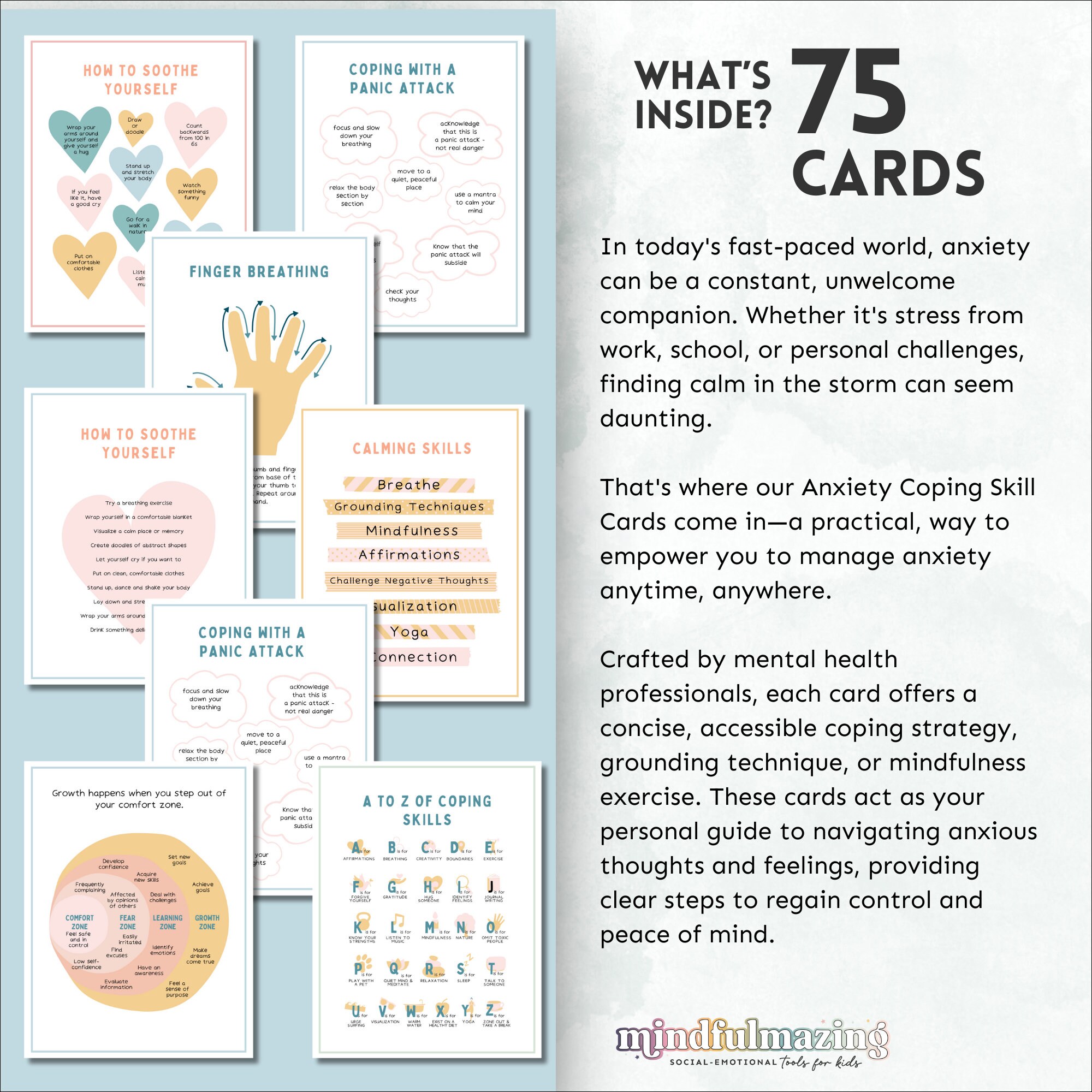Anxiety Coping Skill Cards: Grounding, Mindfulness (digital Download ...