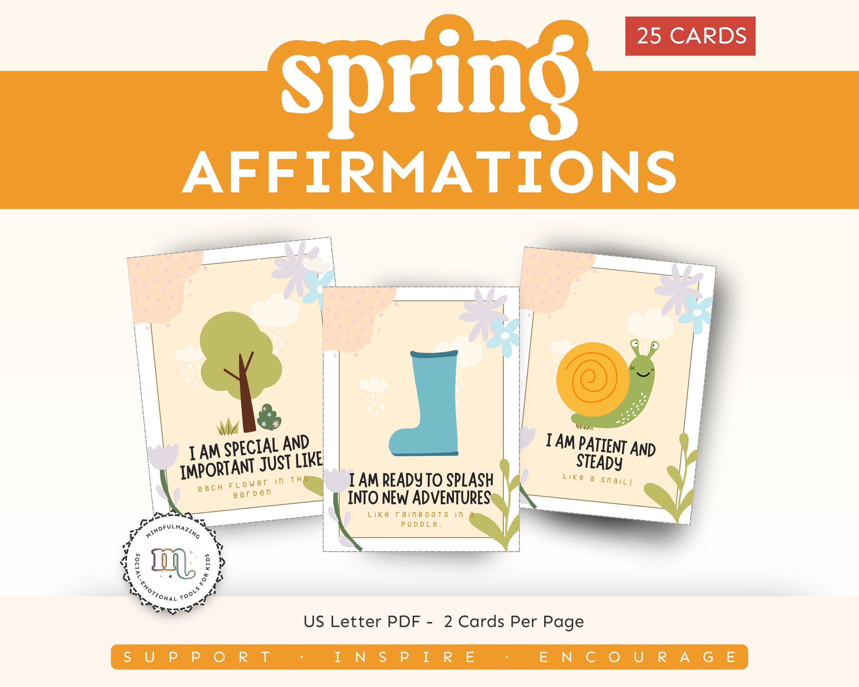 Positive Affirmation Cards for Kids spring-themed Affirmation Printable ...