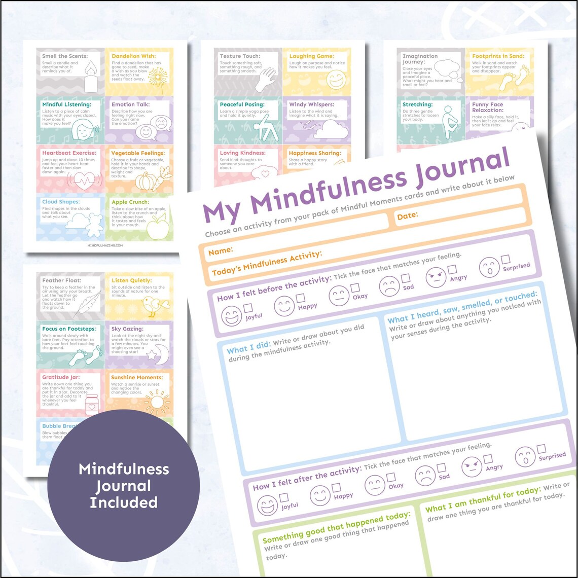 Mindfulness Cards and Journal- Great for Brain Breaks, Calming Down ...