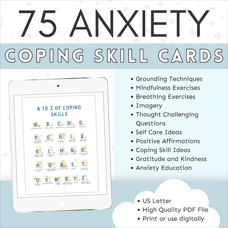 Anxiety Coping Skill Cards: Grounding, Mindfulness (digital Download ...
