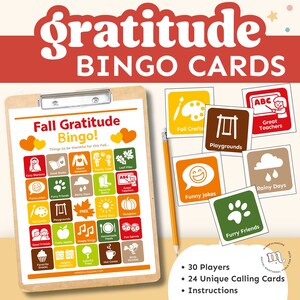 Gratitude Bingo Game for Kids, Fall Bingo, Gratitude Games, Printable ...