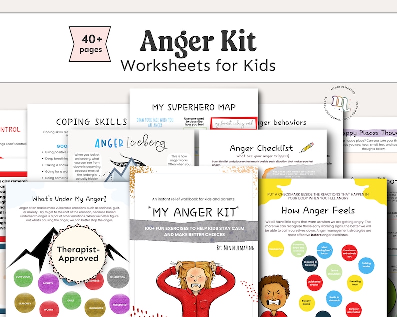 Anger Management Worksheets, Anger Journal, Anger Thermometer | Anger ...