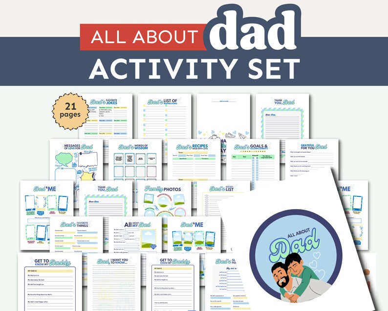 All About Dad Printable Activity Set| Father's Day Gift Set | Printable ...