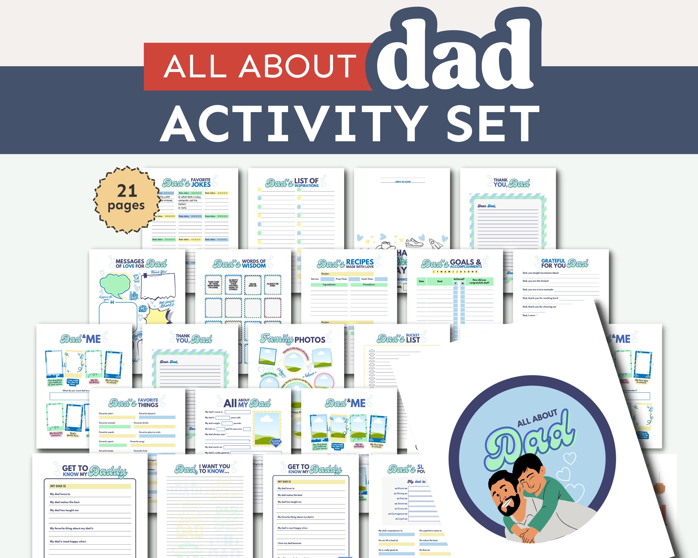All About Dad Printable Activity Set| Father's Day Gift Set | Printable ...
