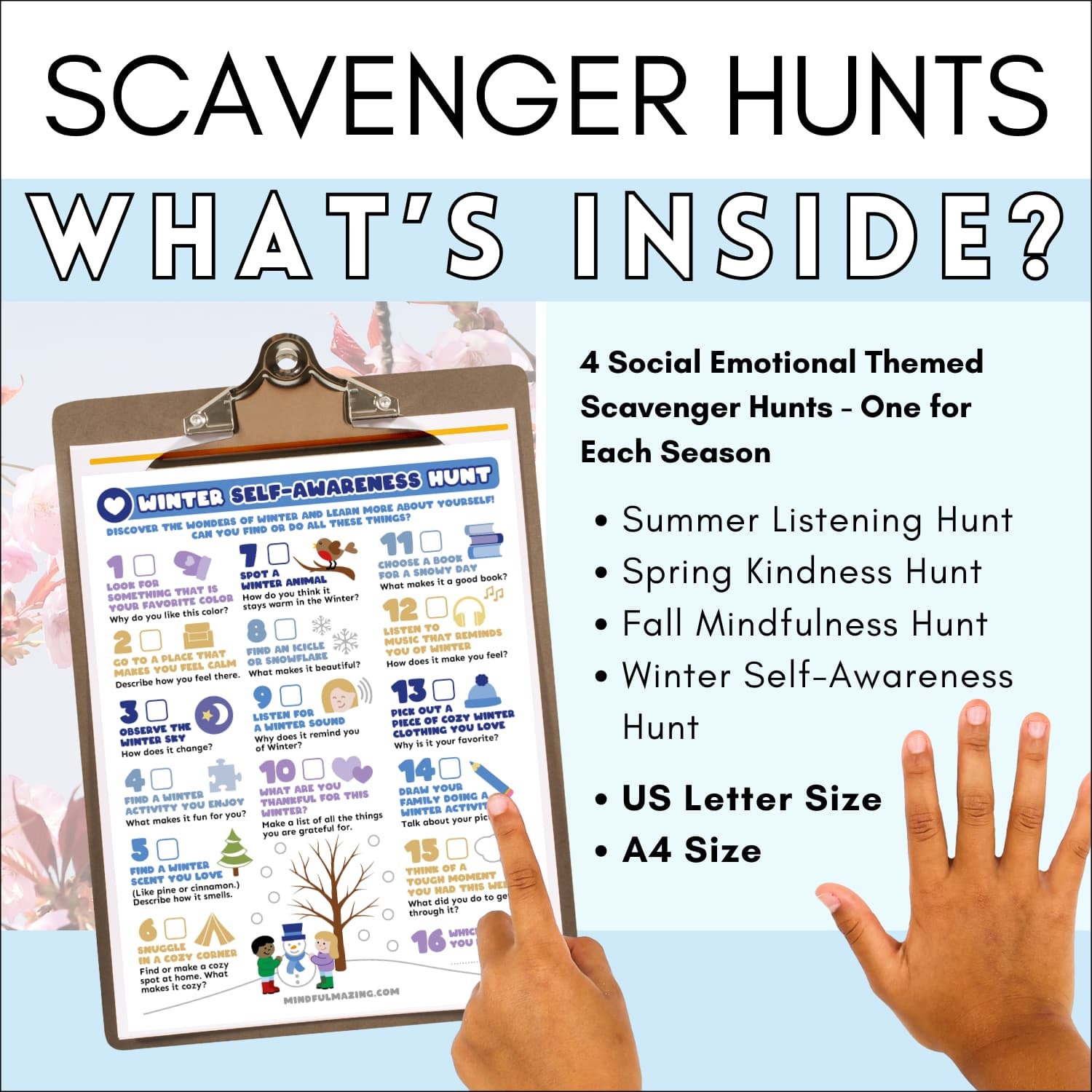 Seasonal SEL Scavenger Hunt for Kids Bundle, Mindfulness Activities for ...