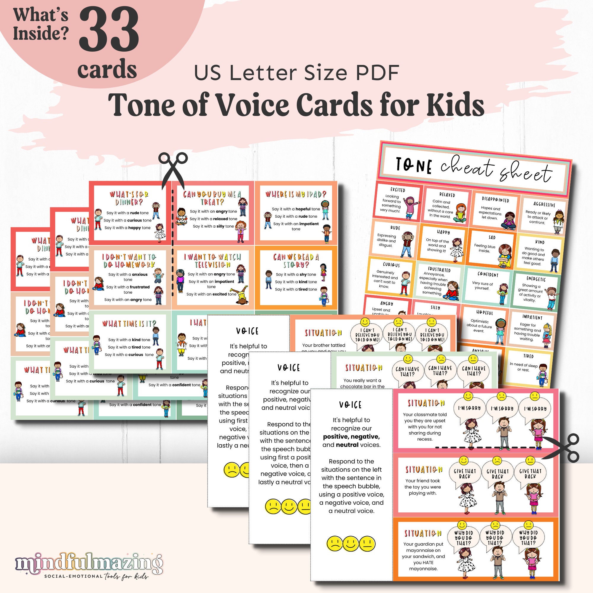 Tone of Voice Cards for Kids | Tone of Voice Scenario Cards | Social ...