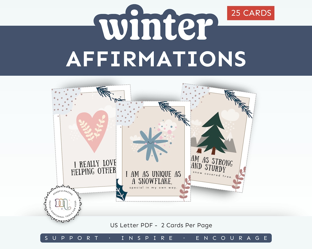 Winter-themed Positive Affirmation Cards for Kids Affirmation Cards ...