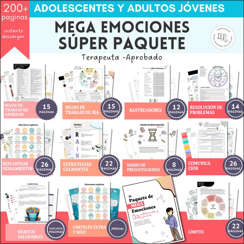 Spanish Mega Emotions Kit for Teens: Therapeutic Resource (213 Pages ...