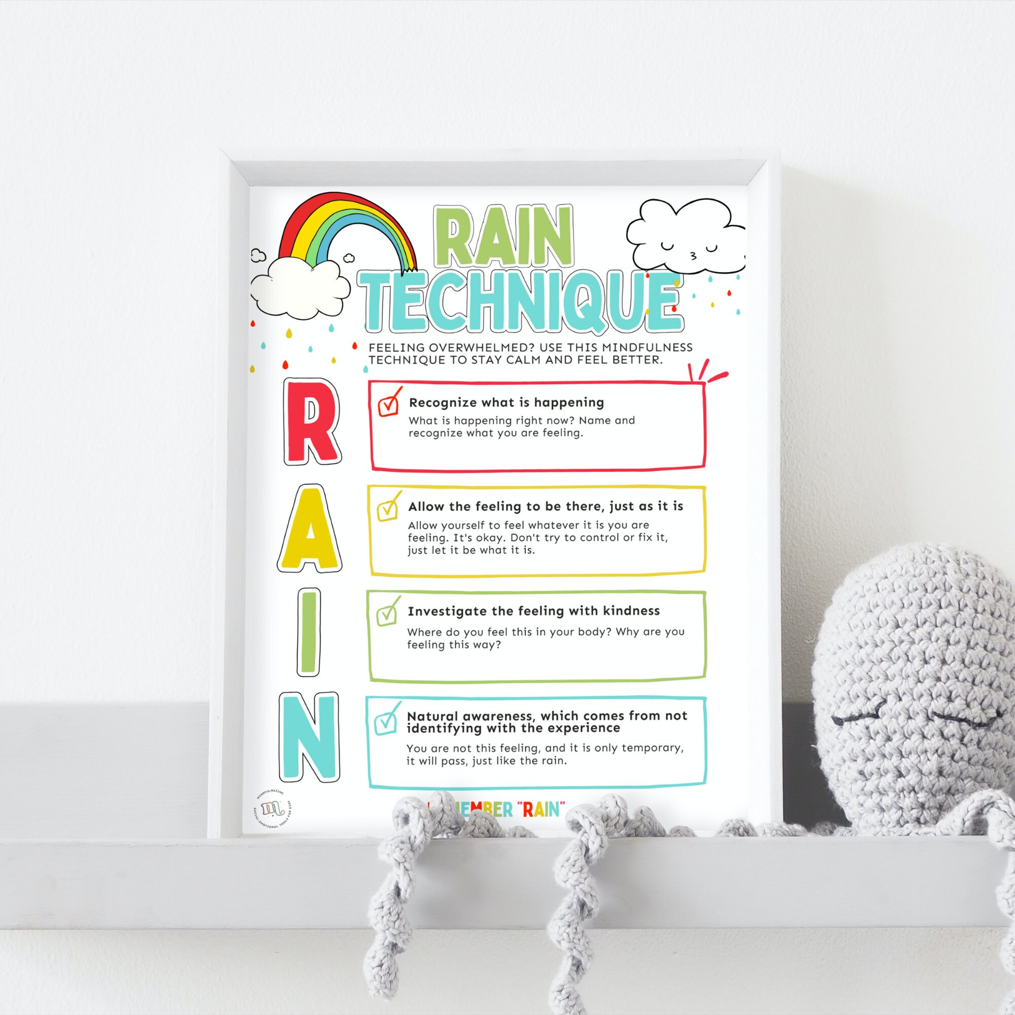 STOP Technique Poster - Watercolor Version | RAIN Technique | Calming ...