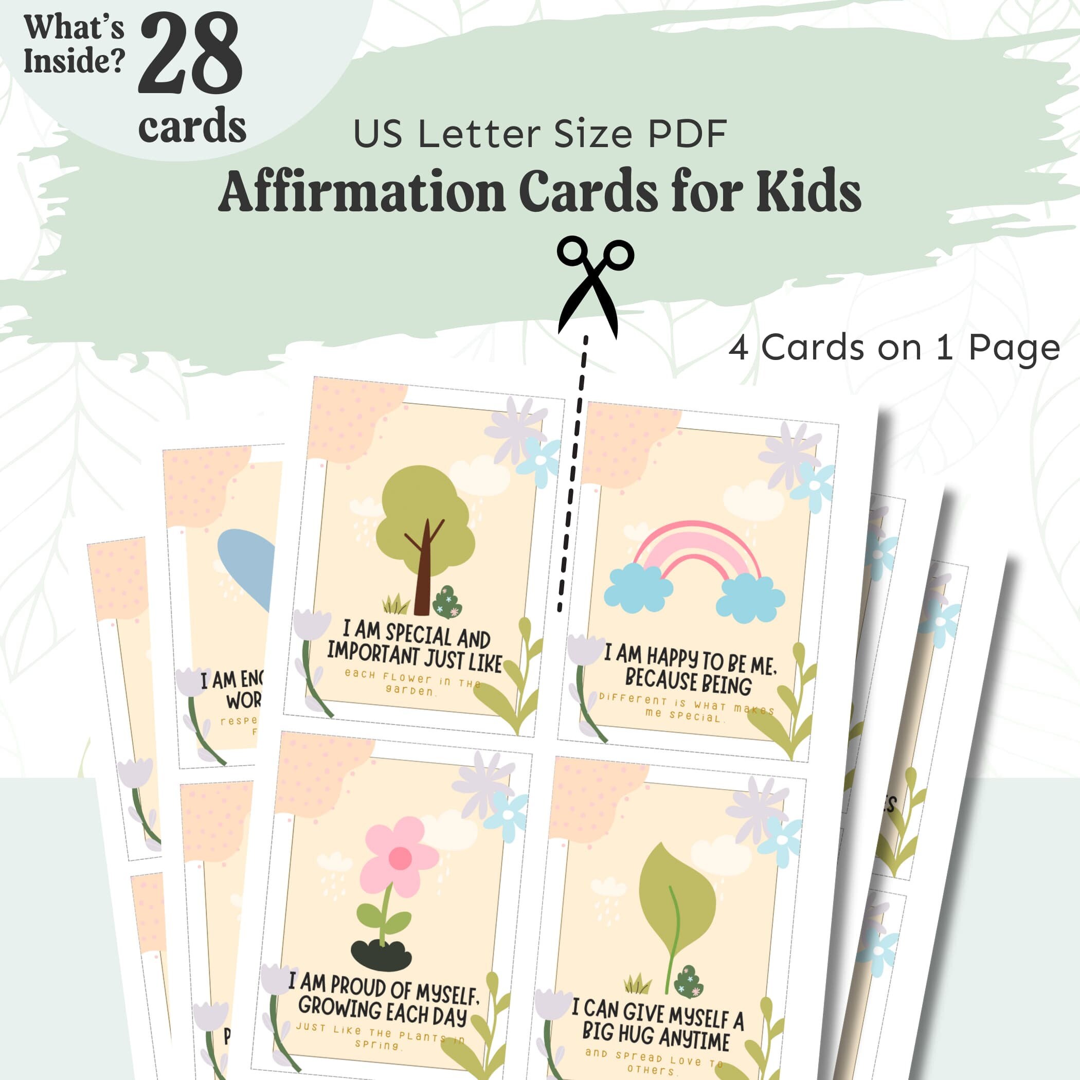 Positive Affirmation Cards for Kids [spring-themed] Affirmation ...