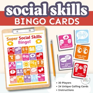 Social Skills BINGO Game | Printable BINGO Game | 30 Players | Social ...