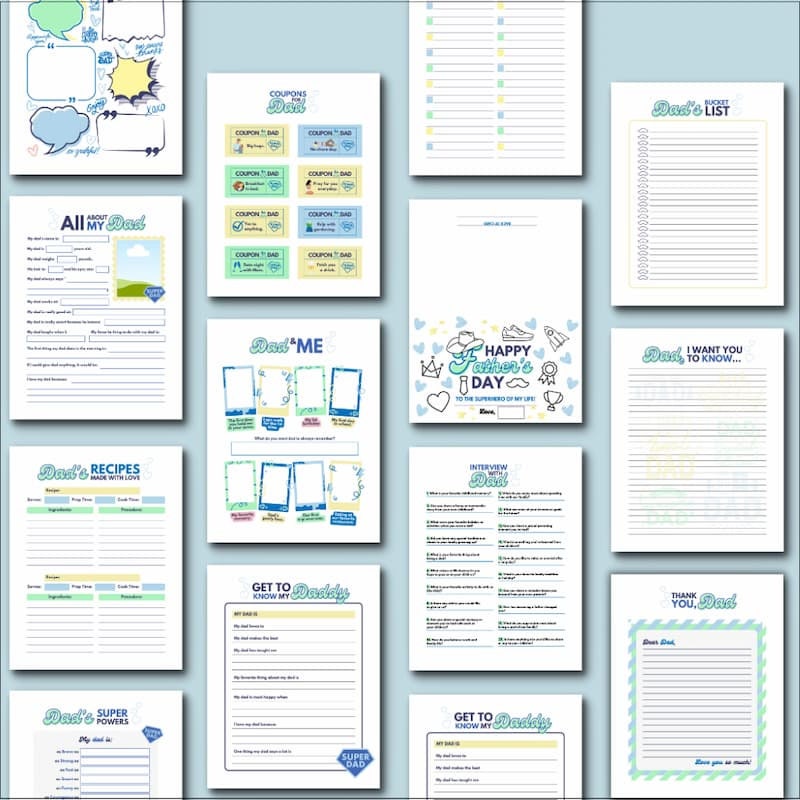 All About Dad Printable Activity Set| Father's Day Gift Set | Printable ...